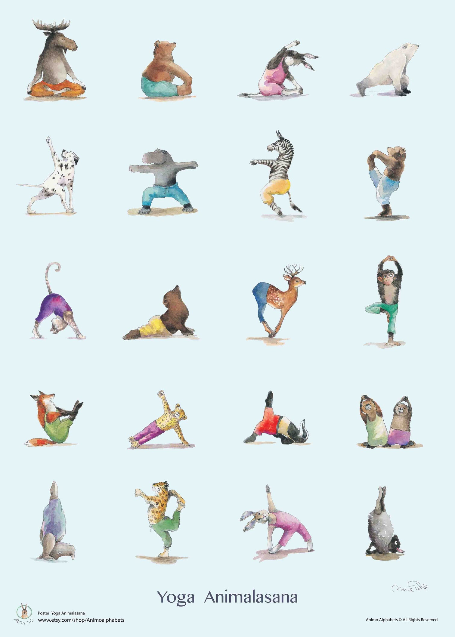 Animalasana Yoga poster – AnimoAlphabets